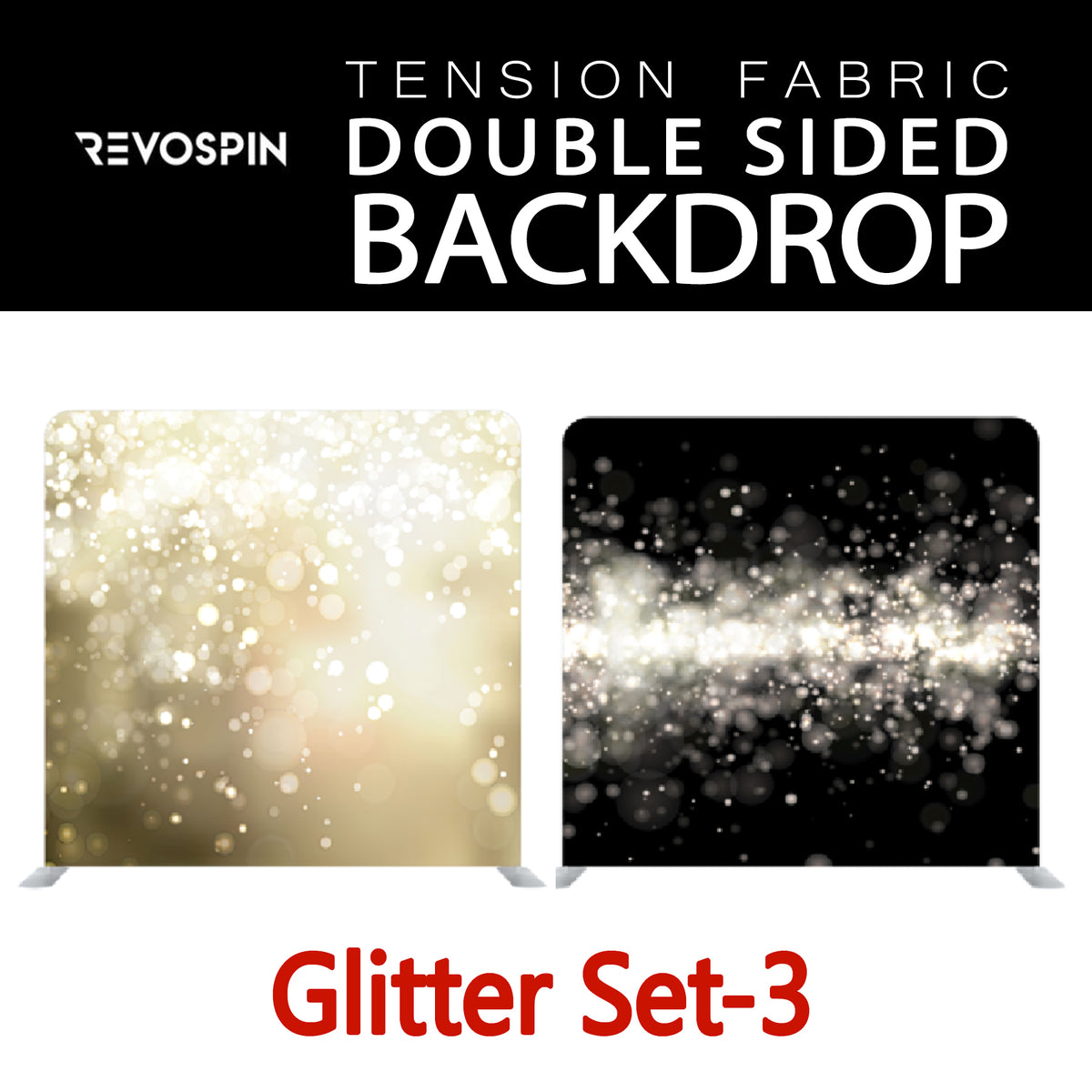 Glitter Set-3 Double Sided Tension Fabric Photo Booth Backdrop – RevoSpin
