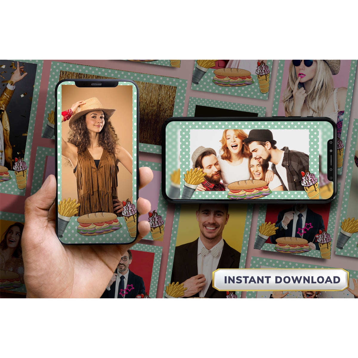 Retro Fast Food Design-4 - 360 Photo Booth Template | RevoSpin