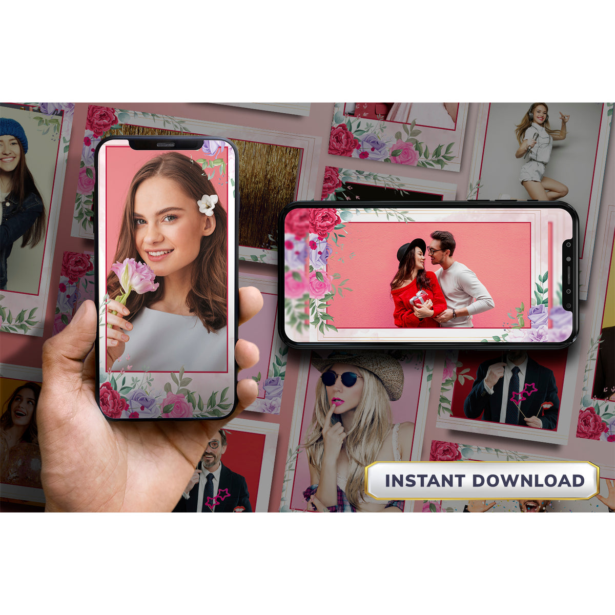 Rose Background Design-2 - 360 Photo Booth Template | RevoSpin